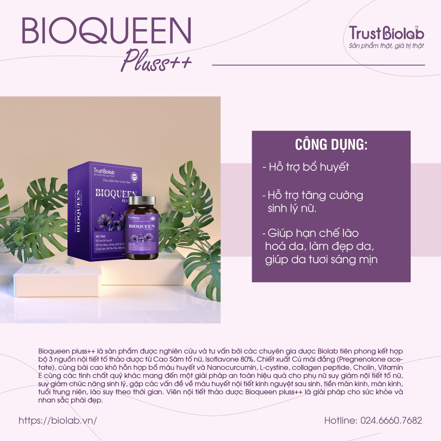 VIÊN NỘI TIẾT TỐ THẢO DƯỢC Bioqueen pluss++ Bổ máu huyết, Cân bằng nội ...